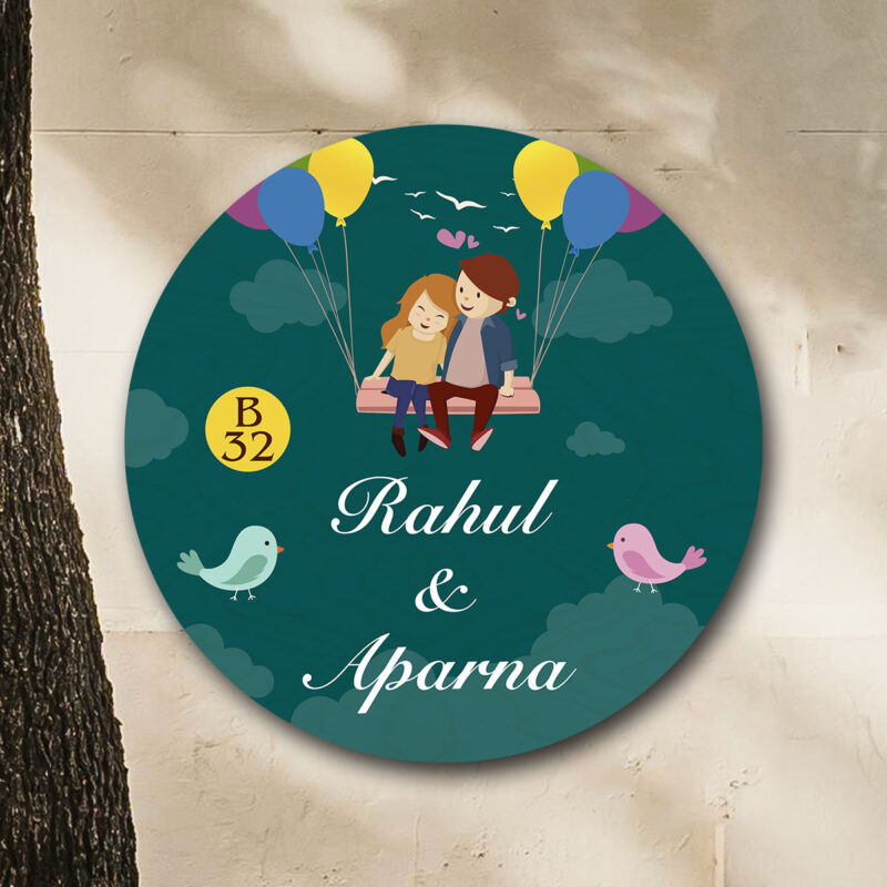 Couple Circle Nameplate | Personalized | 12x12 inches - Sblossom
