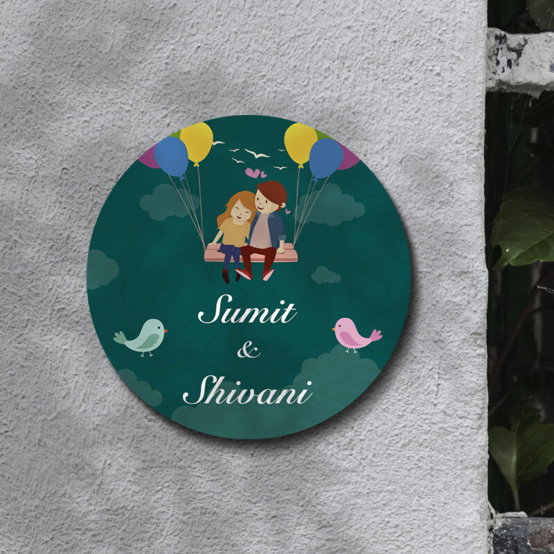 Couple Circle Nameplate | Personalized | 12x12 inches - Sblossom