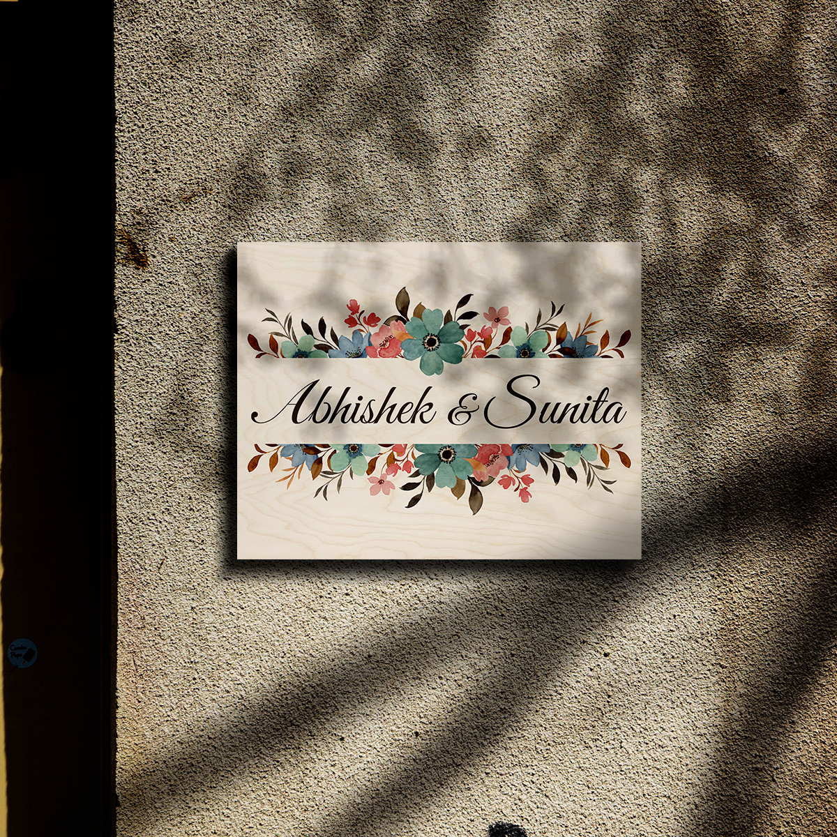 Wooden Floral Name Plate | Personalized - Sblossom