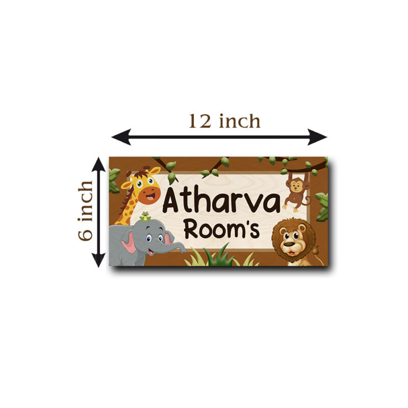 Personalized Jungle Theme Name plate | Wooden 3D - Sblossom
