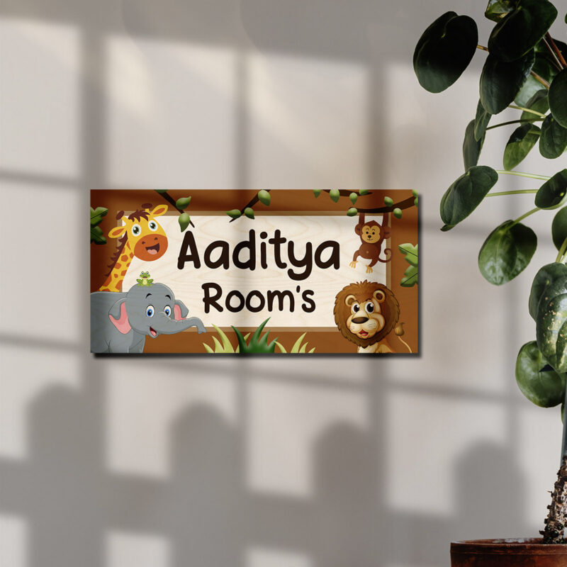 Personalized Jungle Theme Name plate | Wooden 3D - Sblossom