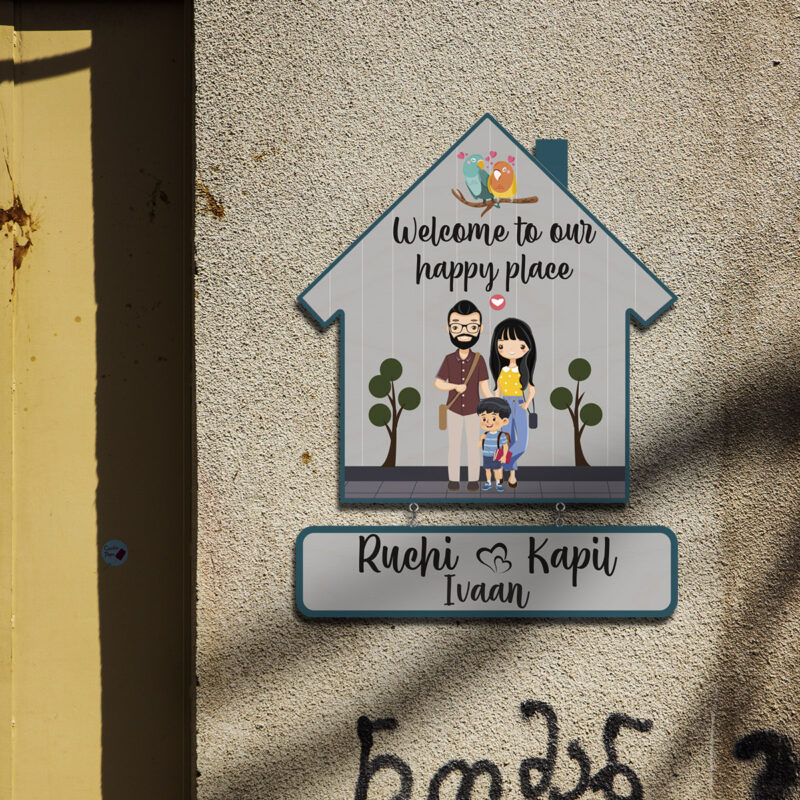 Our Happy Place Couple Name Plate | Personalized - Sblossom